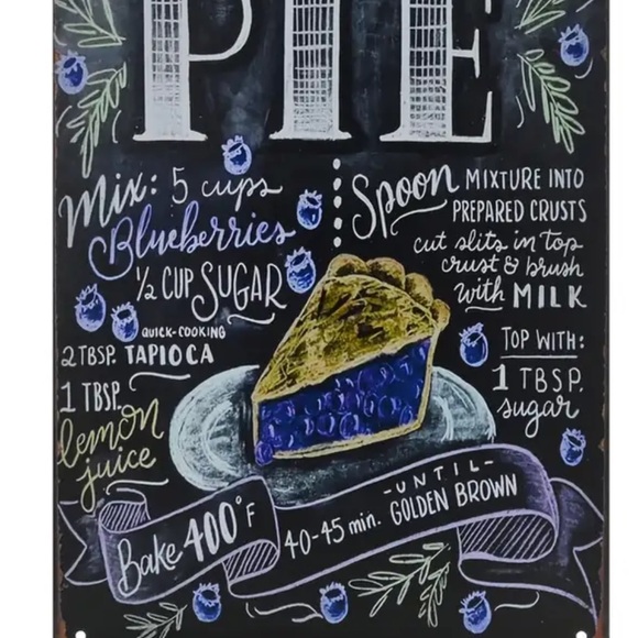 Wall Decor | Blueberry Pie Recipe Metal Wall Sign Chalkboard Style ...